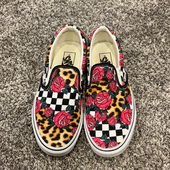 Vans | Shoes | Vans Unisex Rose Leopard Print Loafers Size W9 M75 ...